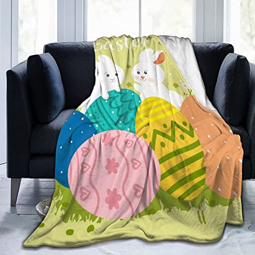 Throw Blanket Easter Bunny Warm Cozy Soft Lightweight Flannel Fleece Blanket for Bedroom Sofa Room Home Decorative Fuzzy Blanket 40"x30"