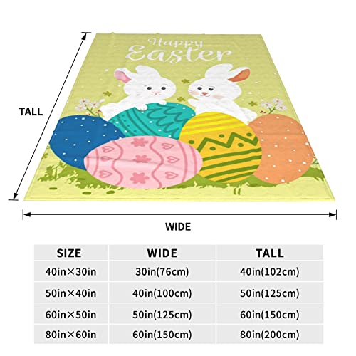 Throw Blanket Easter Bunny Warm Cozy Soft Lightweight Flannel Fleece Blanket for Bedroom Sofa Room Home Decorative Fuzzy Blanket 40"x30"