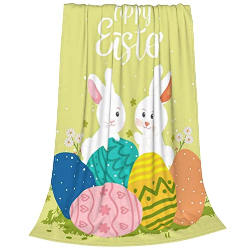 Throw Blanket Easter Bunny Warm Cozy Soft Lightweight Flannel Fleece Blanket for Bedroom Sofa Room Home Decorative Fuzzy Blanket 40"x30"