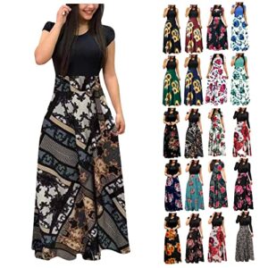 jmmslmax hawaiian flower print dresses for women luau party maxi summer women's tank casual dress boho beach plus size dress