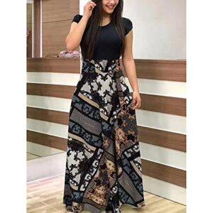 JMMSlmax Hawaiian Flower Print Dresses for Women Luau Party Maxi Summer Women's Tank Casual Dress Boho Beach Plus Size Dress