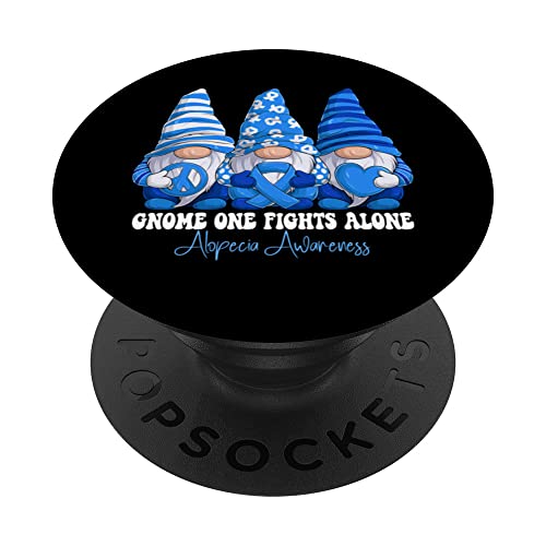 Alopecia Awareness Month Blue Ribbon Gnomies Support PopSockets Swappable PopGrip