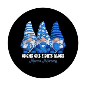 Alopecia Awareness Month Blue Ribbon Gnomies Support PopSockets Swappable PopGrip