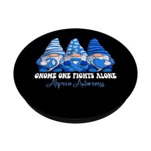 Alopecia Awareness Month Blue Ribbon Gnomies Support PopSockets Swappable PopGrip