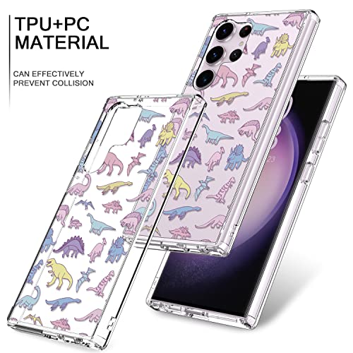 Bicol Galaxy S23 Ultra Case - Cute Dinosaurs Design, 16ft Drop Tested, Durable TPU Bumper for Women & Girls