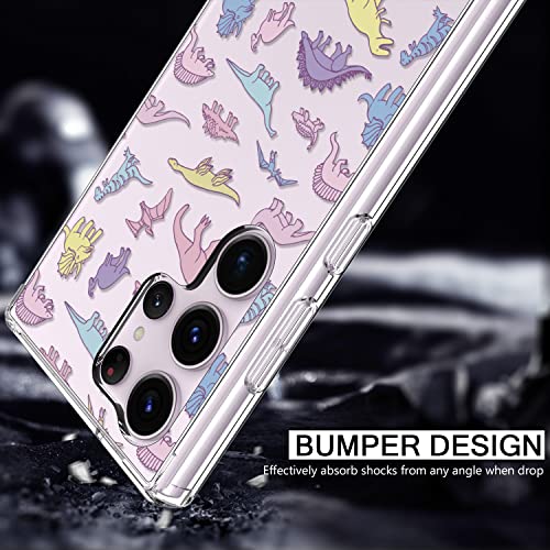 Bicol Galaxy S23 Ultra Case - Cute Dinosaurs Design, 16ft Drop Tested, Durable TPU Bumper for Women & Girls