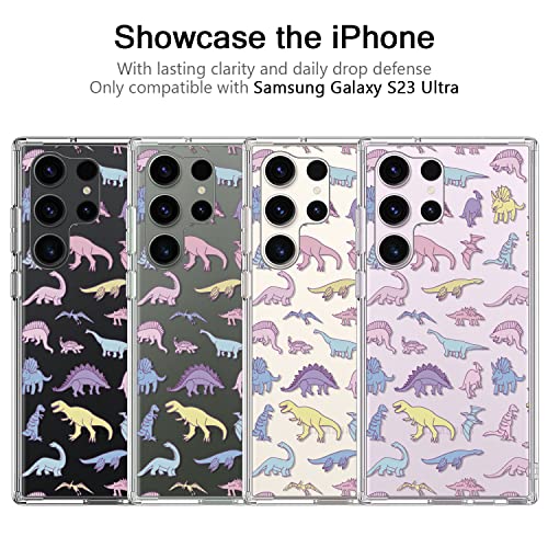 Bicol Galaxy S23 Ultra Case - Cute Dinosaurs Design, 16ft Drop Tested, Durable TPU Bumper for Women & Girls