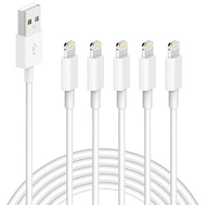 5 pack(3/3/6/6/10 ft)[apple mfi certified] iphone charger long lightning cable fast charging high speed data sync usb cable compatible iphone 14/13/12/11 pro max/xs max/xr/xs/x/8/7/plus ipad airpods