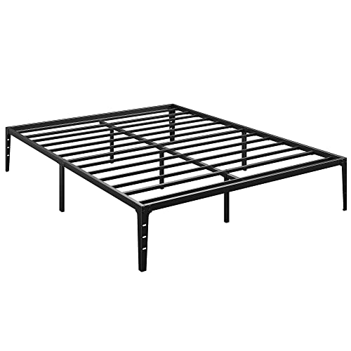 Amyove 14Inch Queen Metal Platform Bed Frame No Box Spring Needed, Heavy Duty Metal Mattress Foundation, Easy Assembly, Noise Free, Black (Queen)