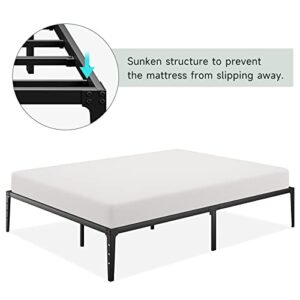 Amyove 14Inch Queen Metal Platform Bed Frame No Box Spring Needed, Heavy Duty Metal Mattress Foundation, Easy Assembly, Noise Free, Black (Queen)