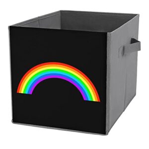 rainbow gay pride pu leather collapsible storage bins canvas cube organizer basket with handles