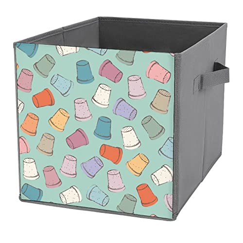 Trash Can PU Leather Collapsible Storage Bins Canvas Cube Organizer Basket with Handles