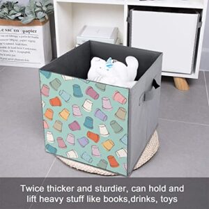 Trash Can PU Leather Collapsible Storage Bins Canvas Cube Organizer Basket with Handles