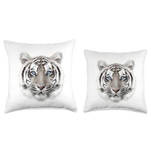 Alexamerch Tiger Bengal White Tiger Head Throw Pillow, 16x16, Multicolor