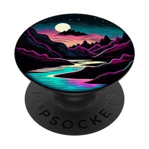 mountain wilderness moon tree earthy river floral flower popsockets standard popgrip