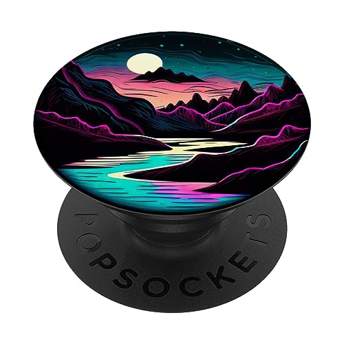 Mountain Wilderness Moon Tree Earthy River Floral Flower PopSockets Standard PopGrip