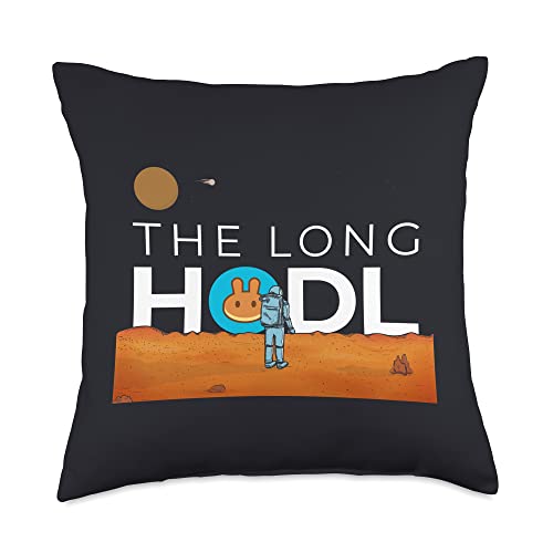 Funny PancakeSwap cryptocurrency for Cake hodlers The Long HODL, PancakeSwap to The Moon Cake Crypto Item Throw Pillow, 18x18, Multicolor