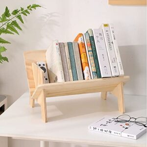 KUAIYU Wood Bookcase, Tilted Bookcase,Desktop Bookshelf Simple Tabletop Tilted Bookcases for Books Magazine CD,Desk Organizers and Storage Rack in Living Room/Office/Home.