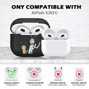 Cute AirPods 3 Cases with Keychain, Soft Funny Cartoon Protective TPU Cover Compatible with AirPods 3rd Generation Case