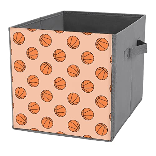 Basketball Life Foldable Storage Bins Printd Fabric Cube Baskets Boxes with Handles for Clothes Toys, 11x11x11