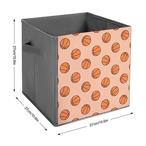 Basketball Life Foldable Storage Bins Printd Fabric Cube Baskets Boxes with Handles for Clothes Toys, 11x11x11