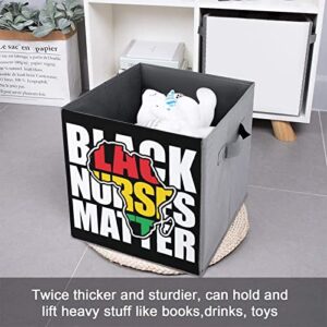 Black Nurses Matter Foldable Storage Bins Printd Fabric Cube Baskets Boxes with Handles for Clothes Toys, 11x11x11