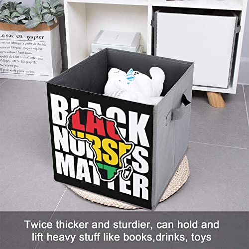 Black Nurses Matter Foldable Storage Bins Printd Fabric Cube Baskets Boxes with Handles for Clothes Toys, 11x11x11