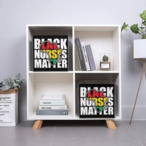 Black Nurses Matter Foldable Storage Bins Printd Fabric Cube Baskets Boxes with Handles for Clothes Toys, 11x11x11