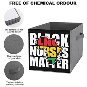 Black Nurses Matter Foldable Storage Bins Printd Fabric Cube Baskets Boxes with Handles for Clothes Toys, 11x11x11