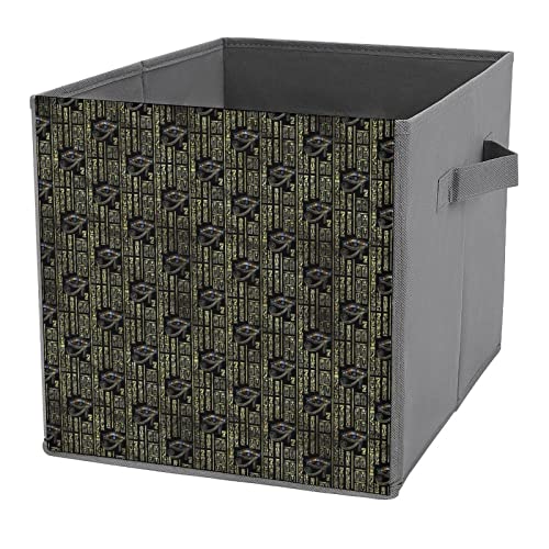 Egyptian Hieroglyphs Foldable Storage Bins Printd Fabric Cube Baskets Boxes with Handles for Clothes Toys, 11x11x11