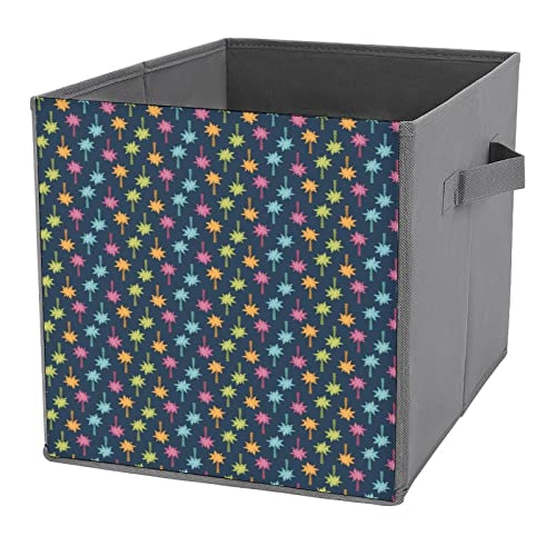 Plum Trees Foldable Storage Bins Printd Fabric Cube Baskets Boxes with Handles for Clothes Toys, 11x11x11