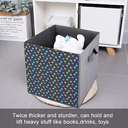 Plum Trees Foldable Storage Bins Printd Fabric Cube Baskets Boxes with Handles for Clothes Toys, 11x11x11