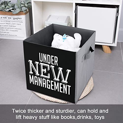 Under New Management Foldable Storage Bins Printd Fabric Cube Baskets Boxes with Handles for Clothes Toys, 11x11x11