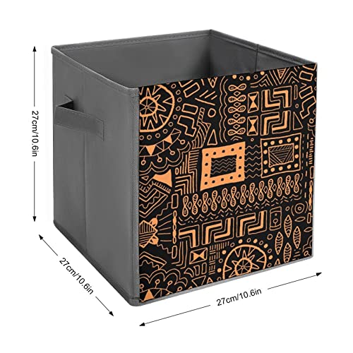 Aztec Tribal Art Foldable Storage Bins Printd Fabric Cube Baskets Boxes with Handles for Clothes Toys, 11x11x11