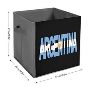 Argentina Flag Foldable Storage Bins Printd Fabric Cube Baskets Boxes with Handles for Clothes Toys, 11x11x11