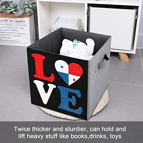 I Love Panama Foldable Storage Bins Printd Fabric Cube Baskets Boxes with Handles for Clothes Toys, 11x11x11