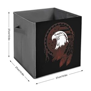 American Flag Eagle Foldable Storage Bins Printd Fabric Cube Baskets Boxes with Handles for Clothes Toys, 11x11x11