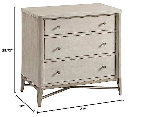 Roundhill Furniture Mantalia Solid Wood 3-Drawer Nightstand with Metal Frame, Champagne