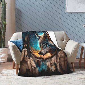 Ruoruo Wolf and Dream Catcher Fleece Blanket Throw Lightweight Blanket Super Soft Cozy Bed Warm Blanket for Living Room/Bedroom All Season,Gift,40"x30"