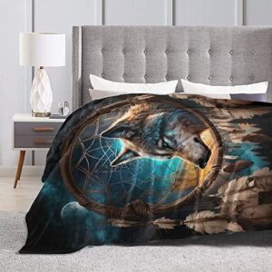 Ruoruo Wolf and Dream Catcher Fleece Blanket Throw Lightweight Blanket Super Soft Cozy Bed Warm Blanket for Living Room/Bedroom All Season,Gift,40"x30"