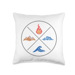 4 elements nature merch the 4 elements-fire water earth air-nature throw pillow, 16x16, multicolor