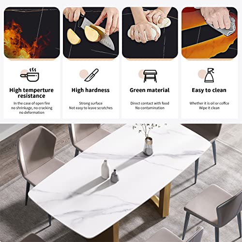 LKTART 70.87" Modern Artificial Marble Dinning Table Sintered Stone Table Top Metal Golden Hollow Leg Suitable for 6-8 People Dinning Room Kichen (no Chair)