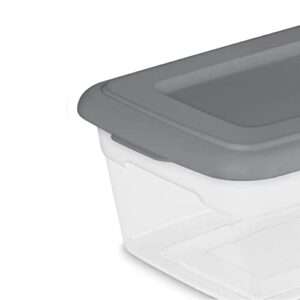 40 Pack 6 Qt. Plastic Shoes Storage With Durable Lid, Stackable and Nestable Snap Lid BPA-Free Plastic Storage Box Organizing Container With Gray Lid.