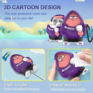 AIBEAMER [7in1] Case for Airpods 2&1 Cute Funny Air Pods Cover, 3D Cartoon Character AirPod 2 Cover Silicone Protective Skin Boys Girls Fashion Kawaii Case for Apple Airpods1/2 with Keychain (Purple)