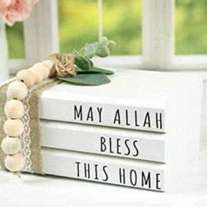 Dazingart Mini Wood Book Stack, May Allah Bless This Home, Farmhouse Islamic Home Decor, Eid Tiered Tray Decoration Ramadan Decor for Table