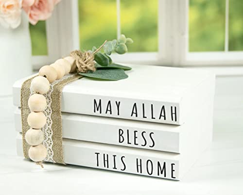 Dazingart Mini Wood Book Stack, May Allah Bless This Home, Farmhouse Islamic Home Decor, Eid Tiered Tray Decoration Ramadan Decor for Table