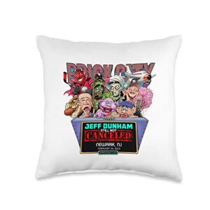 jeff dunham newark, nj (2023) throw pillow, 16x16, multicolor