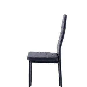 LCH, Black Room High Back, PU Leather Seat and Metal Frame, Kitchen Chairs Set of 4 Dining Roomchairs