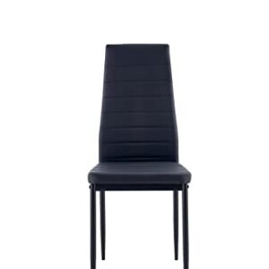 LCH, Black Room High Back, PU Leather Seat and Metal Frame, Kitchen Chairs Set of 4 Dining Roomchairs