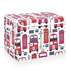 cataku london bus cute storage bins with lids fabric large storage container cube basket with handle decorative storage boxes for organizing clothes shelves